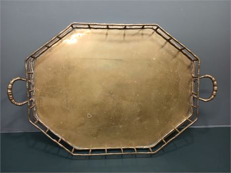 Transitional Design Online Auctions - Solid Brass Tray With Handles ...