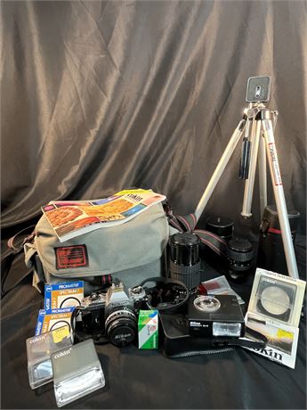 Transitional Design Online Auctions - Nikon FG 35 MM Camera / Tripod / Lens