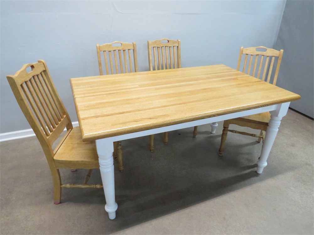 Transitional Design Online Auctions - Farmhouse Butcher Block Dining ...