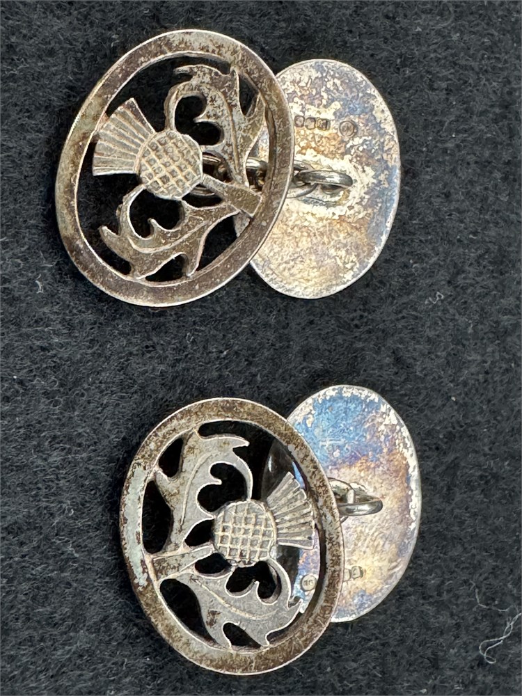 Transitional Design Online Auctions - Cuff Links-Tie Clasp-Sterling ...
