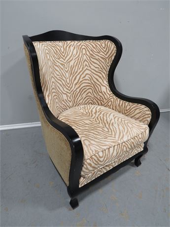 Transitional Design Online Auctions - Zebra Print Wingback Accent Chair ...