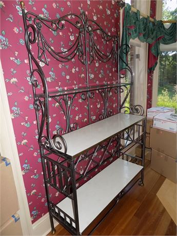 Transitional Design Online Auctions - Wrought Iron Bakers Rack