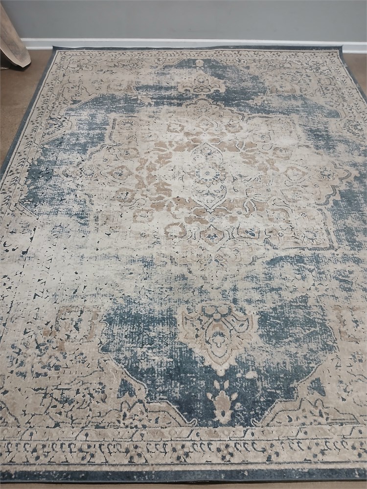 Transitional Design Online Auctions - Dark Blue & Gray Area Rug / Villa ...