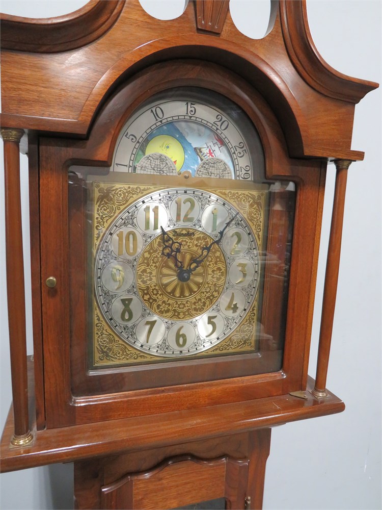 Transitional Design Online Auctions - DANEKER "The President" Walnut Moon-Phase Grandfather Clock