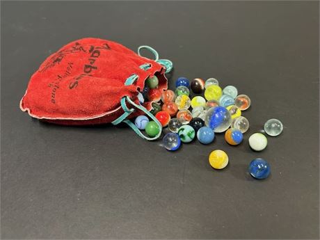 Transitional Design Online Auctions - '60s Marbles / Leather Pouch