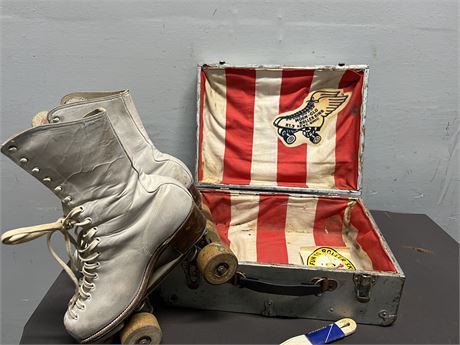 Transitional Design Online Auctions - Vintage Roller Skates & Case