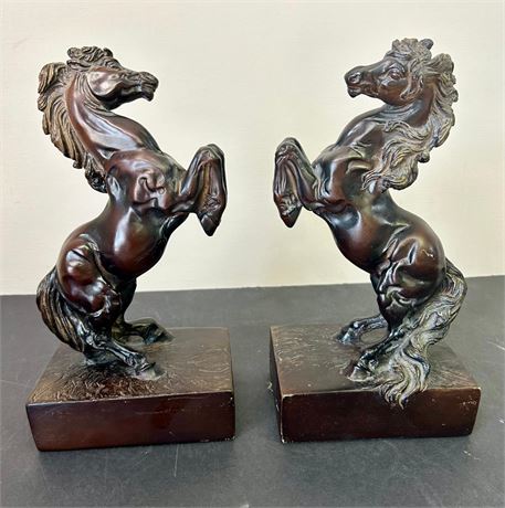 Transitional Design Online Auctions - Rearing Horse Bookends / Austin ...